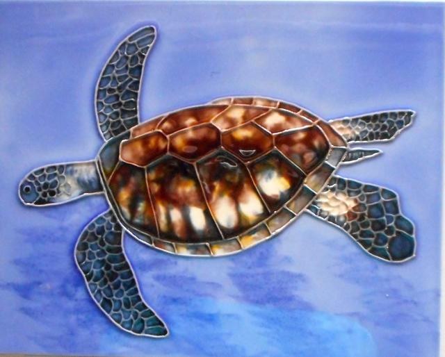 10" x 8" Sea Turtle Ceramic Tile - Wilford & Lee Home Accents