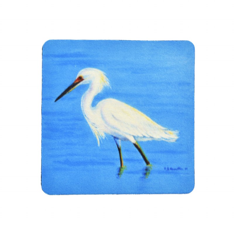4" Square Snowy Egret Coaster - Wilford & Lee Home Accents