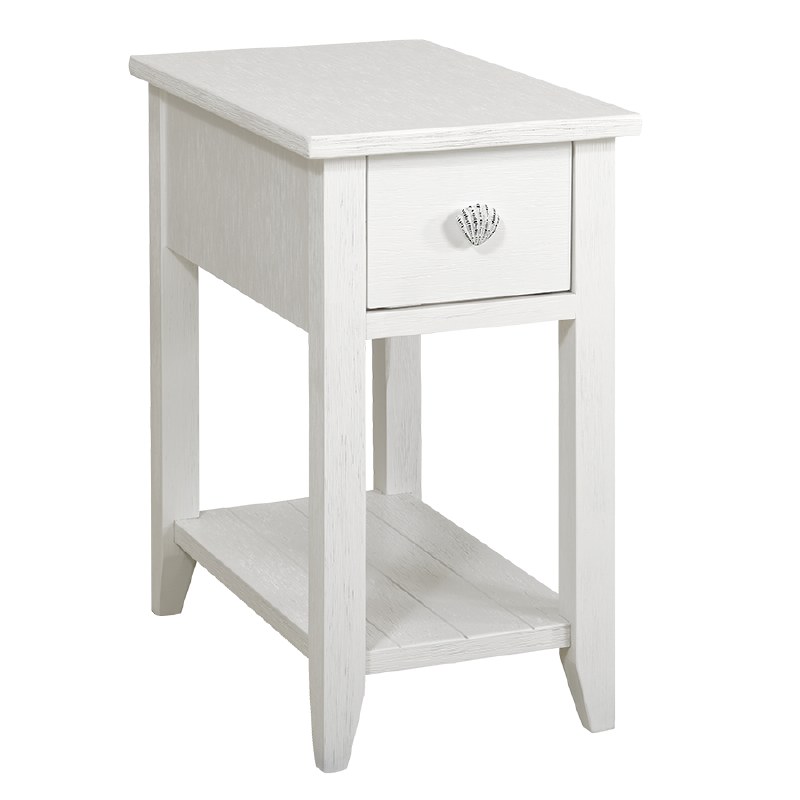14" White One Drawer Shell Knob Table - Wilford & Lee Home Accents