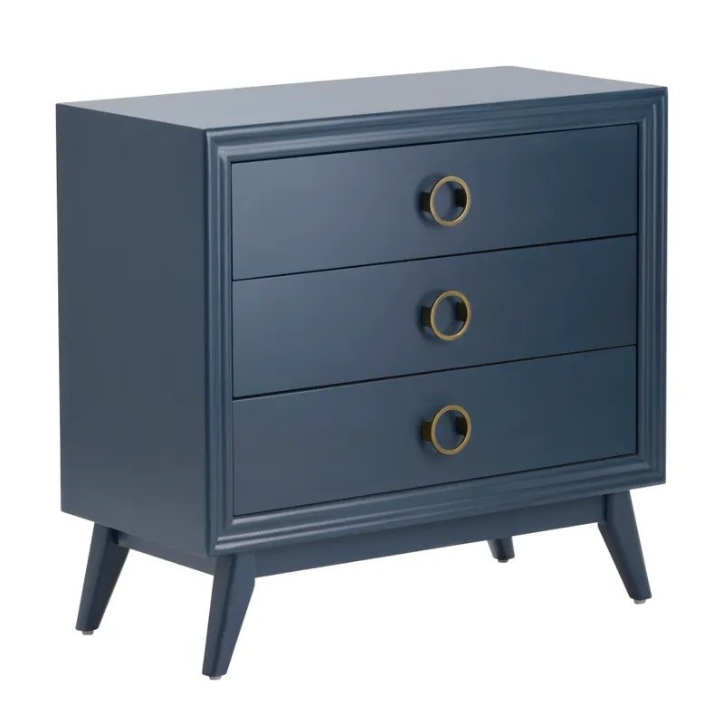 32" Dark Blue 3 Drawer Chest - Wilford & Lee Home Accents