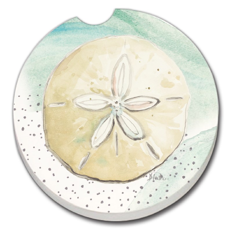 3" Round Beige Sand Dollar Car Coaster - Wilford & Lee Home Accents