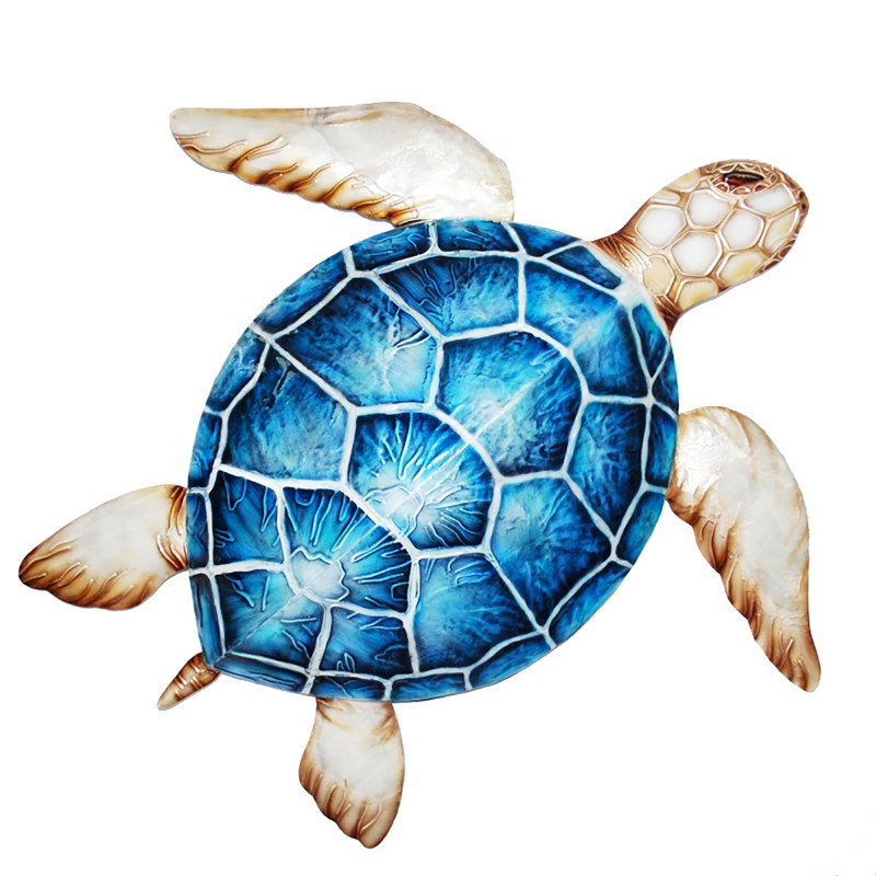 24" Blue Shell Capiz Turtle Wall Plaque - Wilford & Lee Home Accents