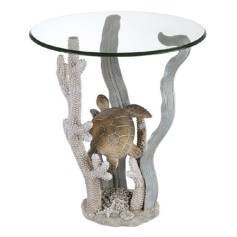 20" Round Multicolor Turtle Ocean Accent Table - Wilford & Lee Home Accents