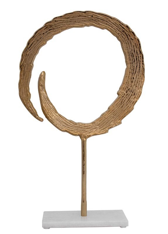 21" Gold Metal Curl Sculpture With Marble Base - Wilford & Lee Home Accents