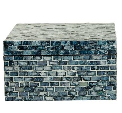 10" Square Blue Mother of Pearl Mosaic Box - Wilford & Lee Home Accents