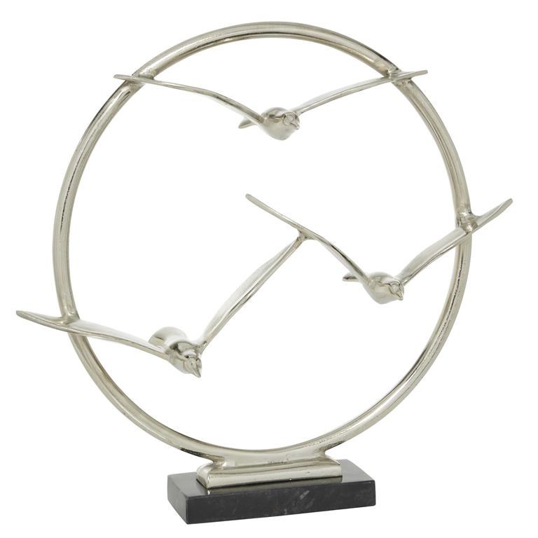 18" Silver Seagull Trio Ring Sculpture - Wilford & Lee Home Accents
