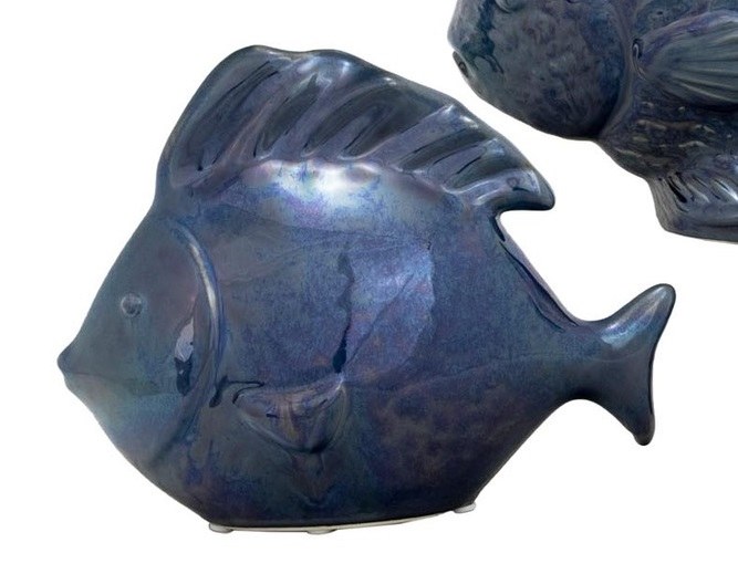 8" Dark Blue Ceramic Fish - Wilford & Lee Home Accents