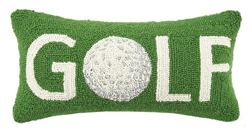 9" x 18" Green and White Golf With Ball Icon Hooked Pillow - Wilford ...