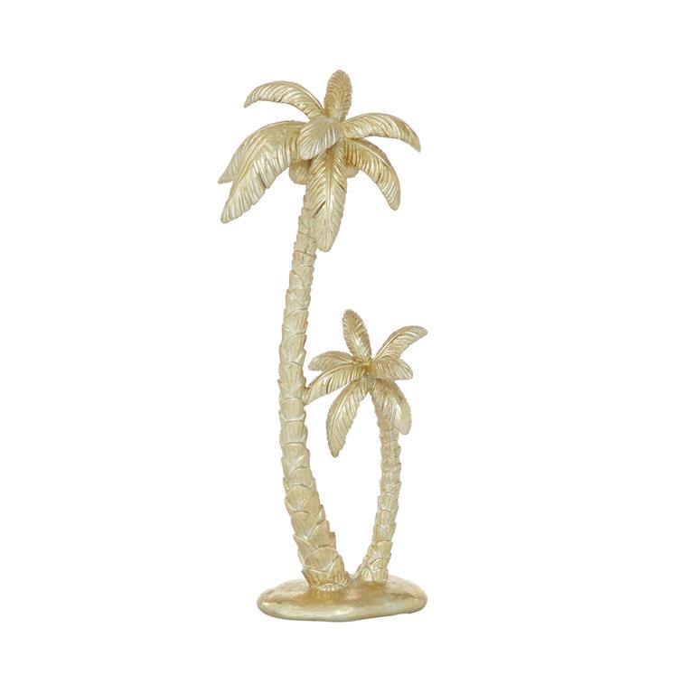 16" Gold Polyresin Palm Tree Duo Sculpture - Wilford & Lee Home Accents