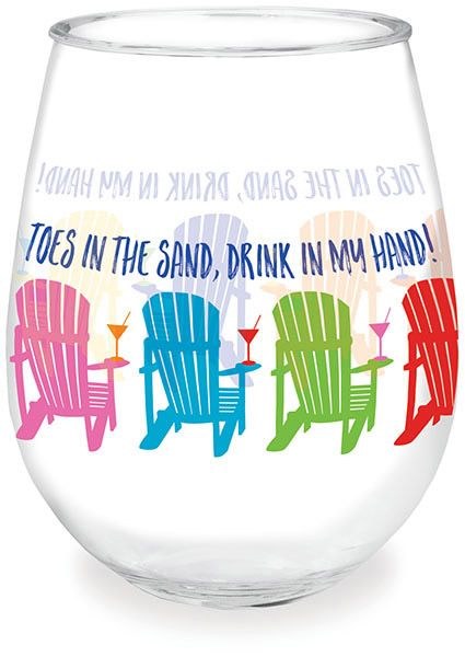 15oz Acrylic Toes In The Sand Steamless Wine Glass Wilford And Lee Home Accents