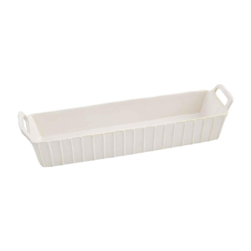 4" x 16' Distressed White Ribbed Ceramic Cracker Tray by Mud Pie ...