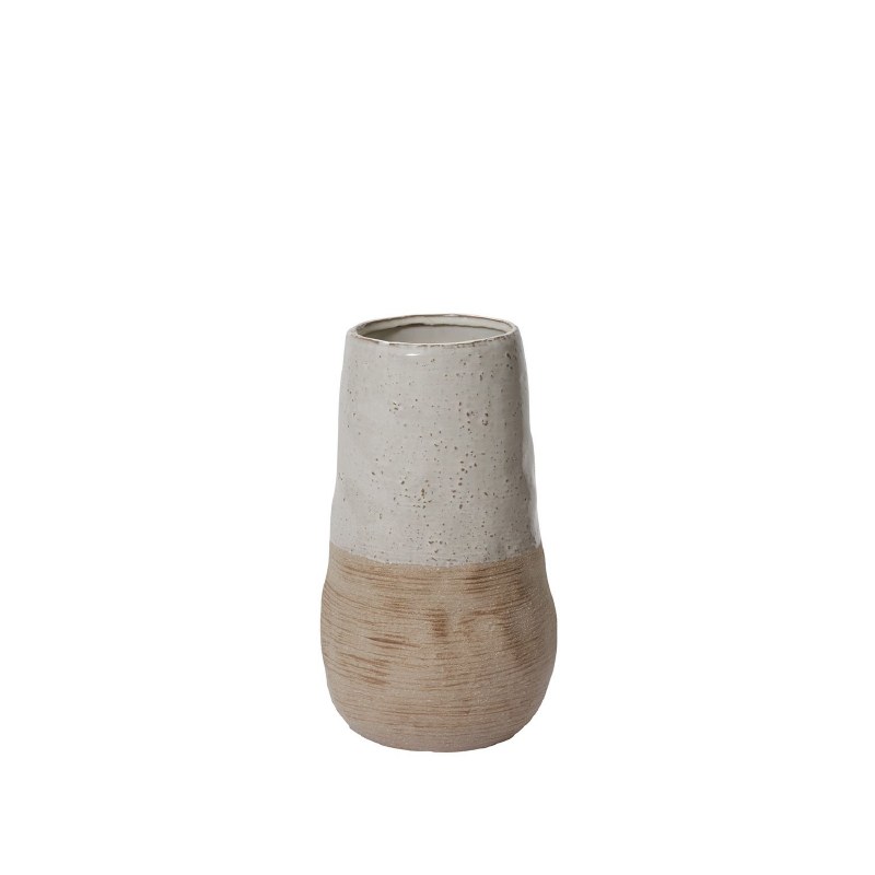 11" Cream and Tan Ceramic Vase - Wilford & Lee Home Accents