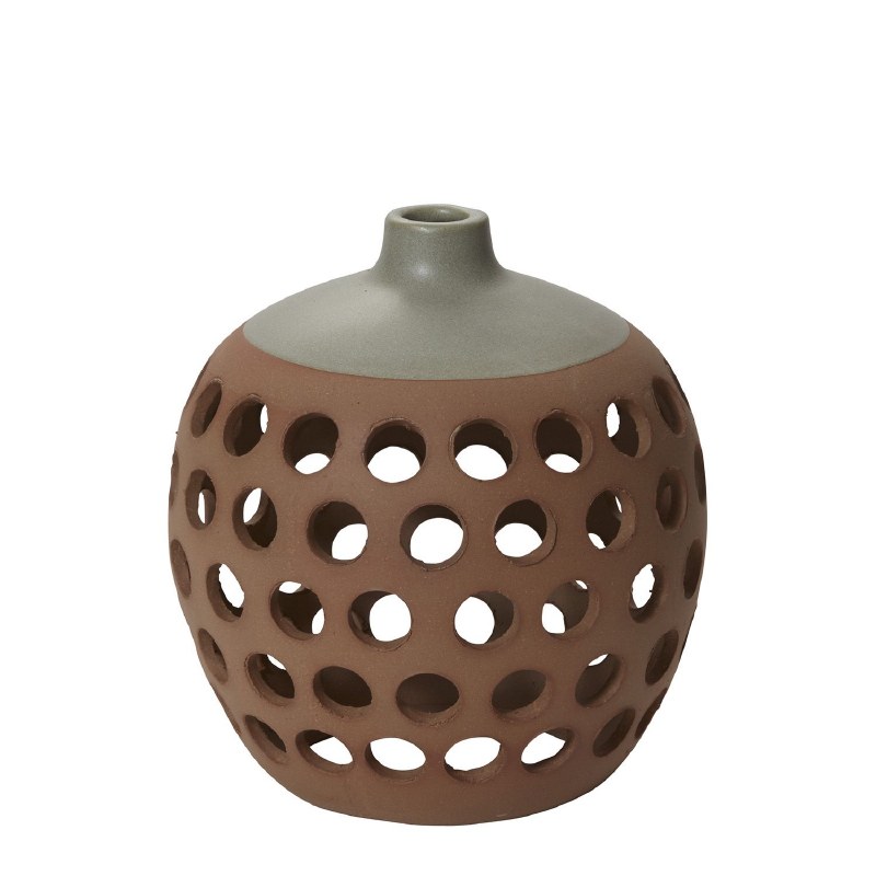 9" Terracotta Openwork Ceramic Vase - Wilford & Lee Home Accents
