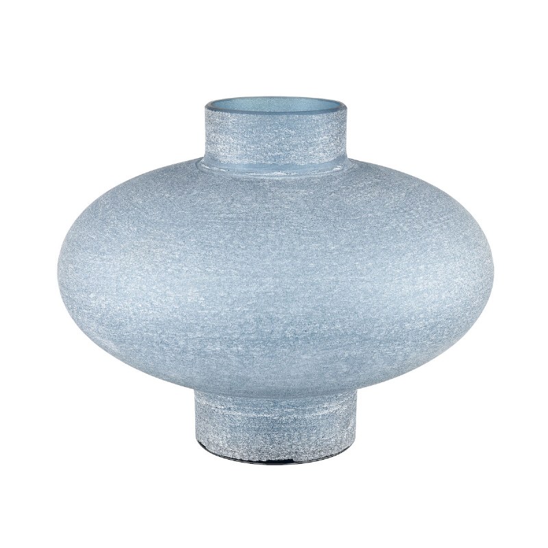 10 Frost Blue Squat Glass Vase Wilford And Lee Home Accents