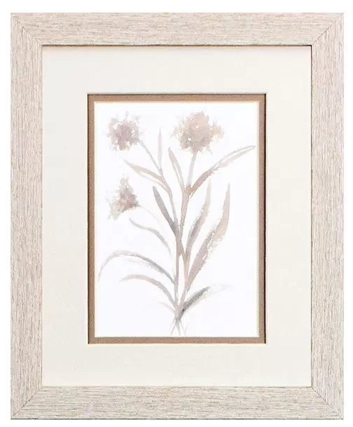 11" x 9" Round Beige Flowers Framed Print Under Glass - Wilford & Lee ...
