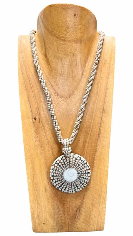 Cream Web Swirl Shell Necklace - Wilford & Lee Home Accents