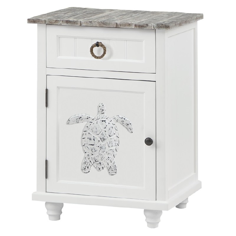 20" Boardwalk and White One Drawer One Turtle Door Cabinet - Wilford ...