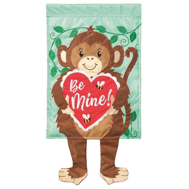 18" x 13" "Be Mine" Monkey With Dangling Legs Mini Garden Flag ...