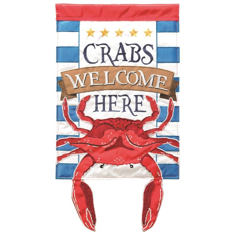 18" x 13" "Crabs Welcome Here" Crab With Dangling Claws Mini Garden ...