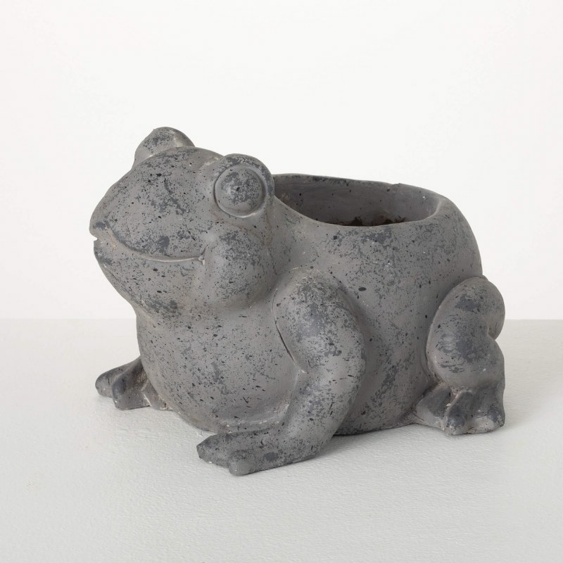 12" Dark Gray Polyresin Frog Pot - Wilford & Lee Home Accents