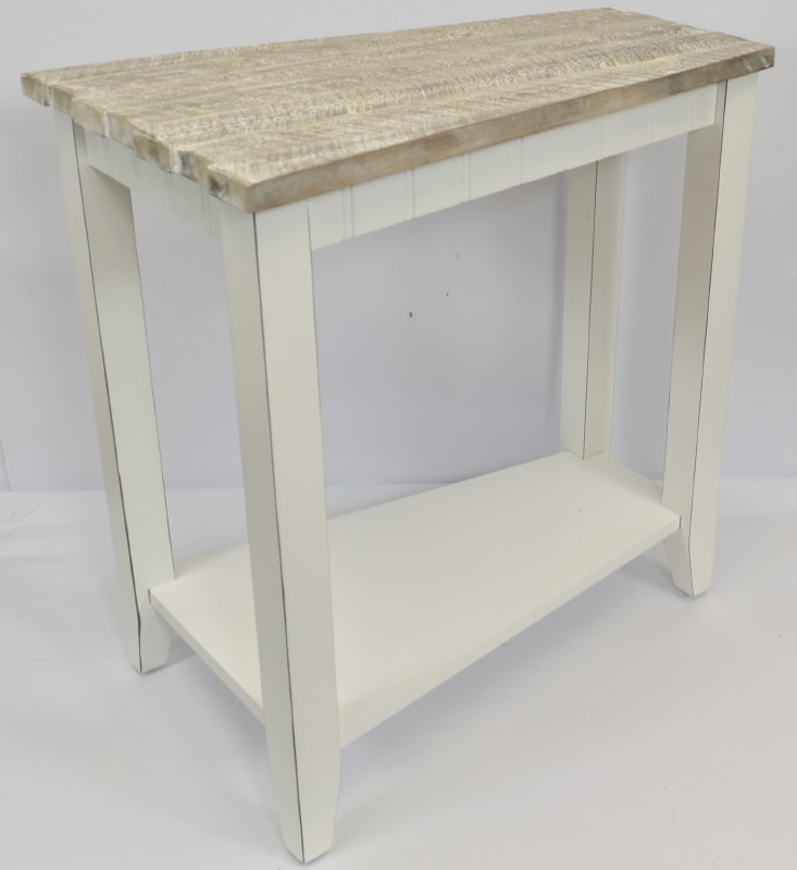 24" Gray Top White Corner Table - Wilford & Lee Home Accents