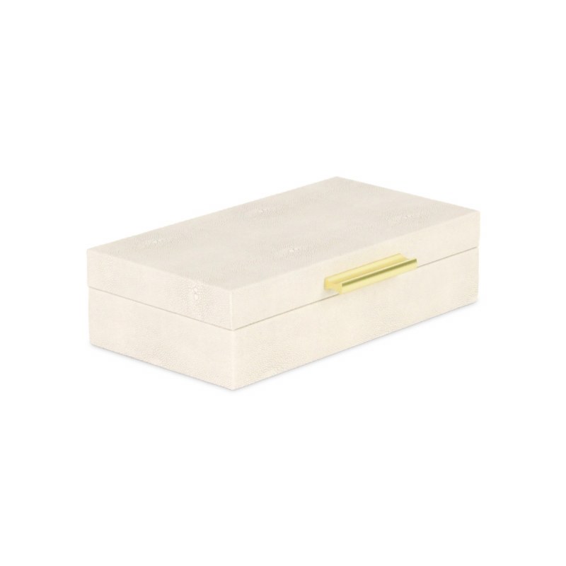 6" x 10" Cream Textured Box With a Gold Handle - Wilford & Lee Home Accents