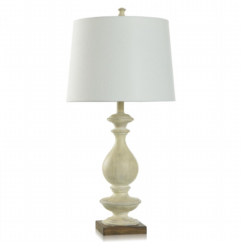 31" Distressed White Curves Column Table Lamp - Wilford & Lee Home Accents