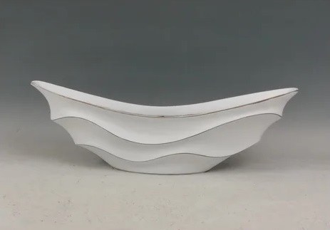 24" Distressed White Grooved Oval Polyresin Bowl - Wilford & Lee Home ...