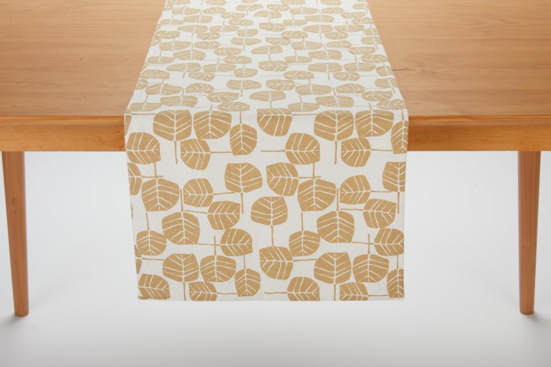 72" Gold and White Leaves Table Runner - Wilford & Lee Home Accents