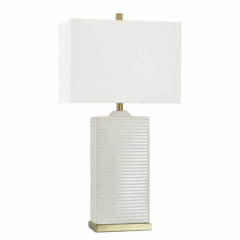 32" Ivory Ribbed Rectangle Ceramic Table Lamp - Wilford & Lee Home Accents