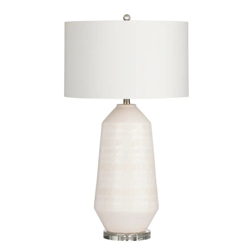 33" White Ceramic Textured Table Lamp - Wilford & Lee Home Accents