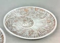 12" Round Whitewash Nautilus Polyresin Plate - Wilford & Lee Home Accents