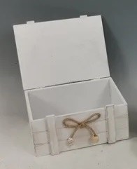 8" Distressed White Wood Box With a Bow - Wilford & Lee Home Accents