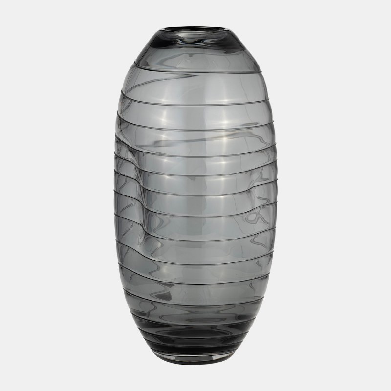 14" Gray Pinch Glass Vase - Wilford & Lee Home Accents