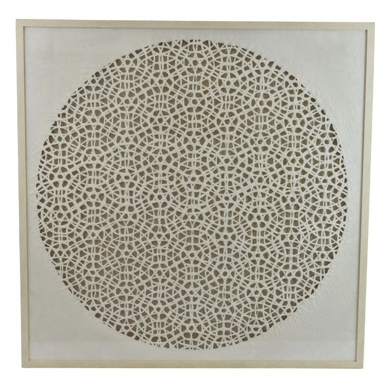39" Sq Distressed White Paper Circle Framed Print Under Glass - Wilford ...