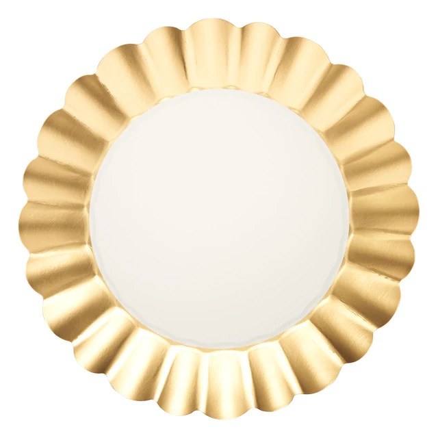 Pack of Eight 10" Round White and Gold Wavy Paper Plates - Wilford ...