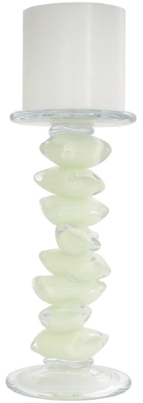11" Cream and Clear Glass Chunk Pillar Candleholder - Wilford & Lee ...