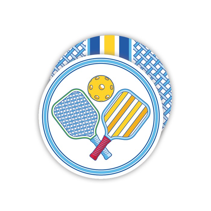 Pack of 20 4" Round Blue Pickelball Paddle Reversible Coasters ...