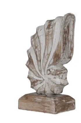 Small Whitewash Wood Nautilus Shell Statue - Wilford & Lee Home Accents