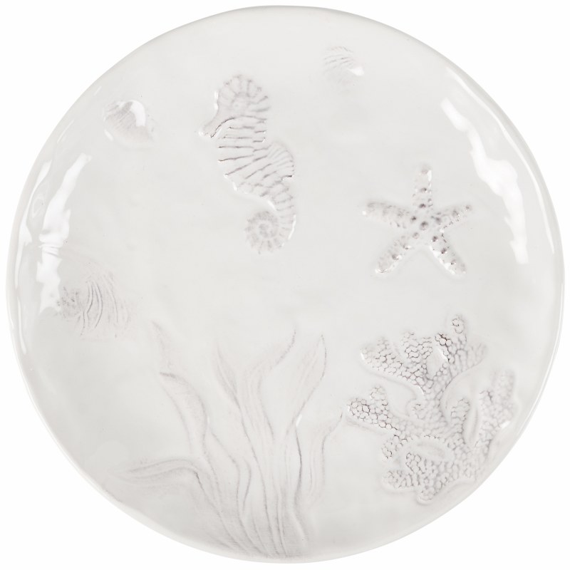 8" Round Distressed Sealife Ceramic Plate - Wilford & Lee Home Accents