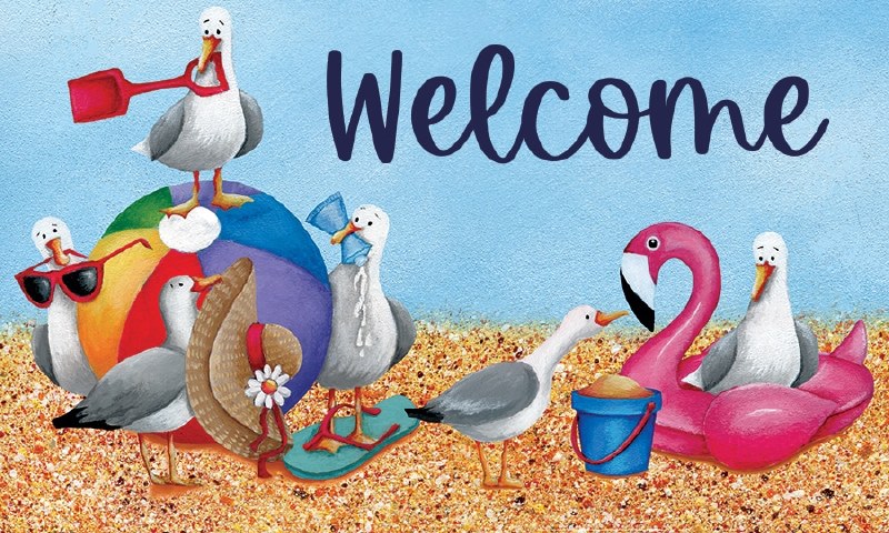 18" x 30" "Welcome" Silly Seagulls Doormat - Wilford & Lee Home Accents