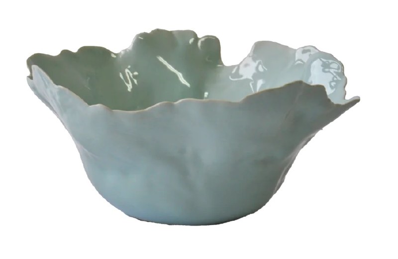 8" Round Blue Ceramic Ruffle Bowl - Wilford & Lee Home Accents
