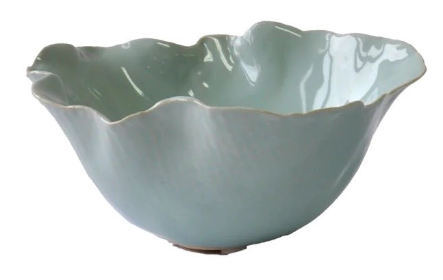 6" Round Blue Ceramic Ruffle Bowl - Wilford & Lee Home Accents