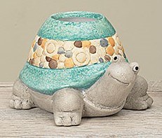 7" Blue Ceramic Turtle Pot - Wilford & Lee Home Accents