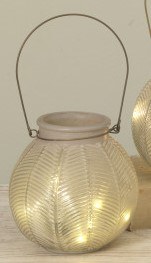 5" LED Beige Glass Lantern - Wilford & Lee Home Accents