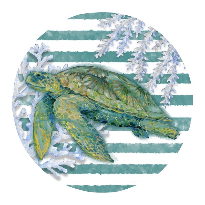 11" Round Sea Turtle Melamine Dinner Plate - Wilford & Lee Home Accents