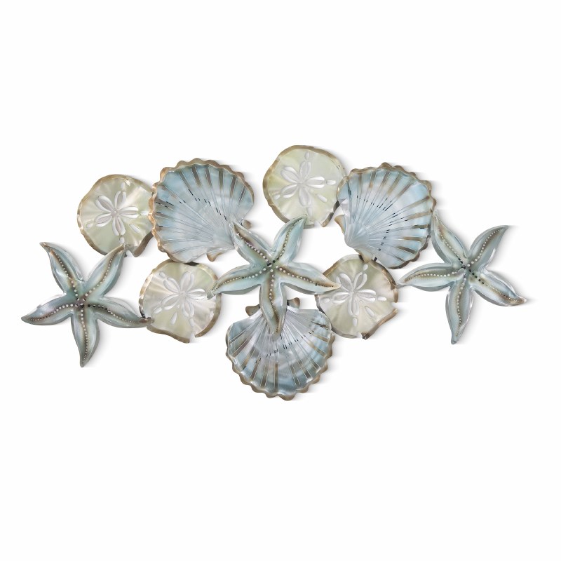 18" x 34" Stainless Steel Seashell Array Coastal Metal Wall Art Plaque ...