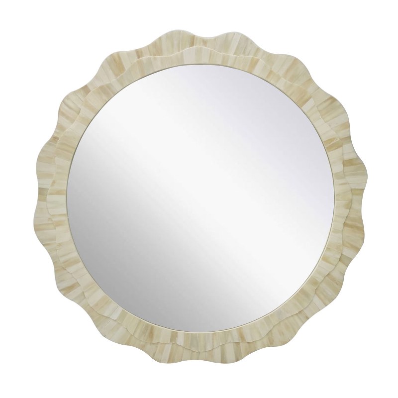35" Round Natural Wavy Bone Mirror - Wilford & Lee Home Accents