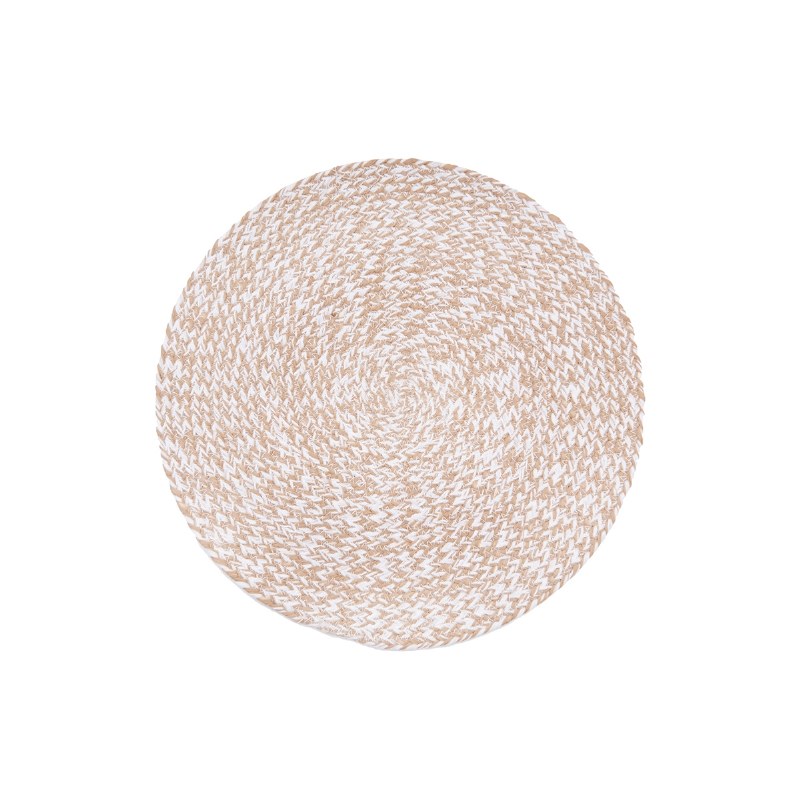 15" Round Khaki and White Braid Placemat - Wilford & Lee Home Accents