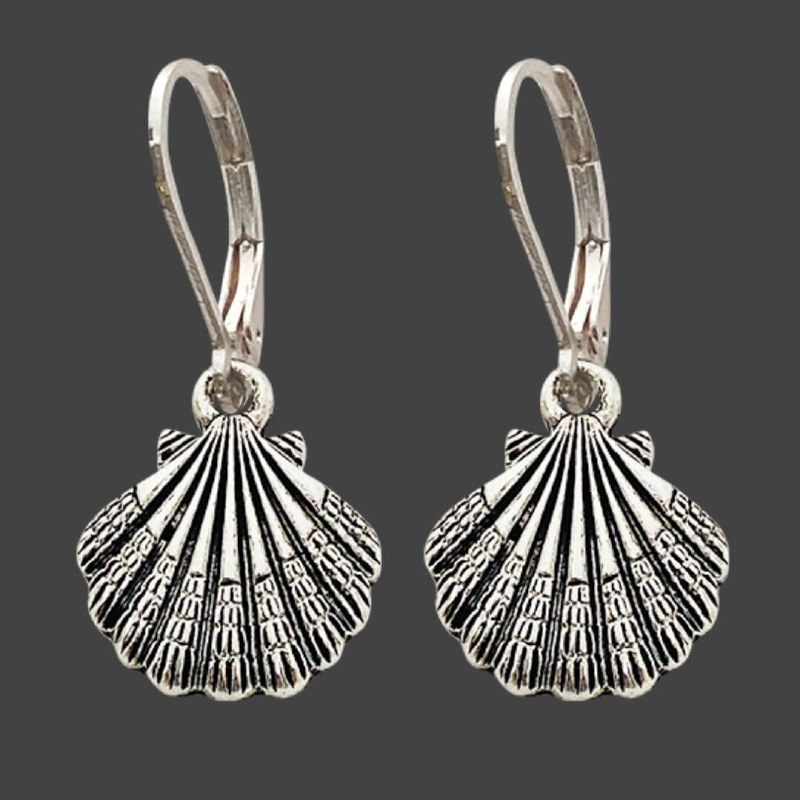 Silver Toned Scallop Shell Earrings - Wilford & Lee Home Accents
